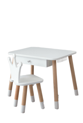 LalaKids Stolik prostokątny z szufladką i krzesełko w kształcie korony ...